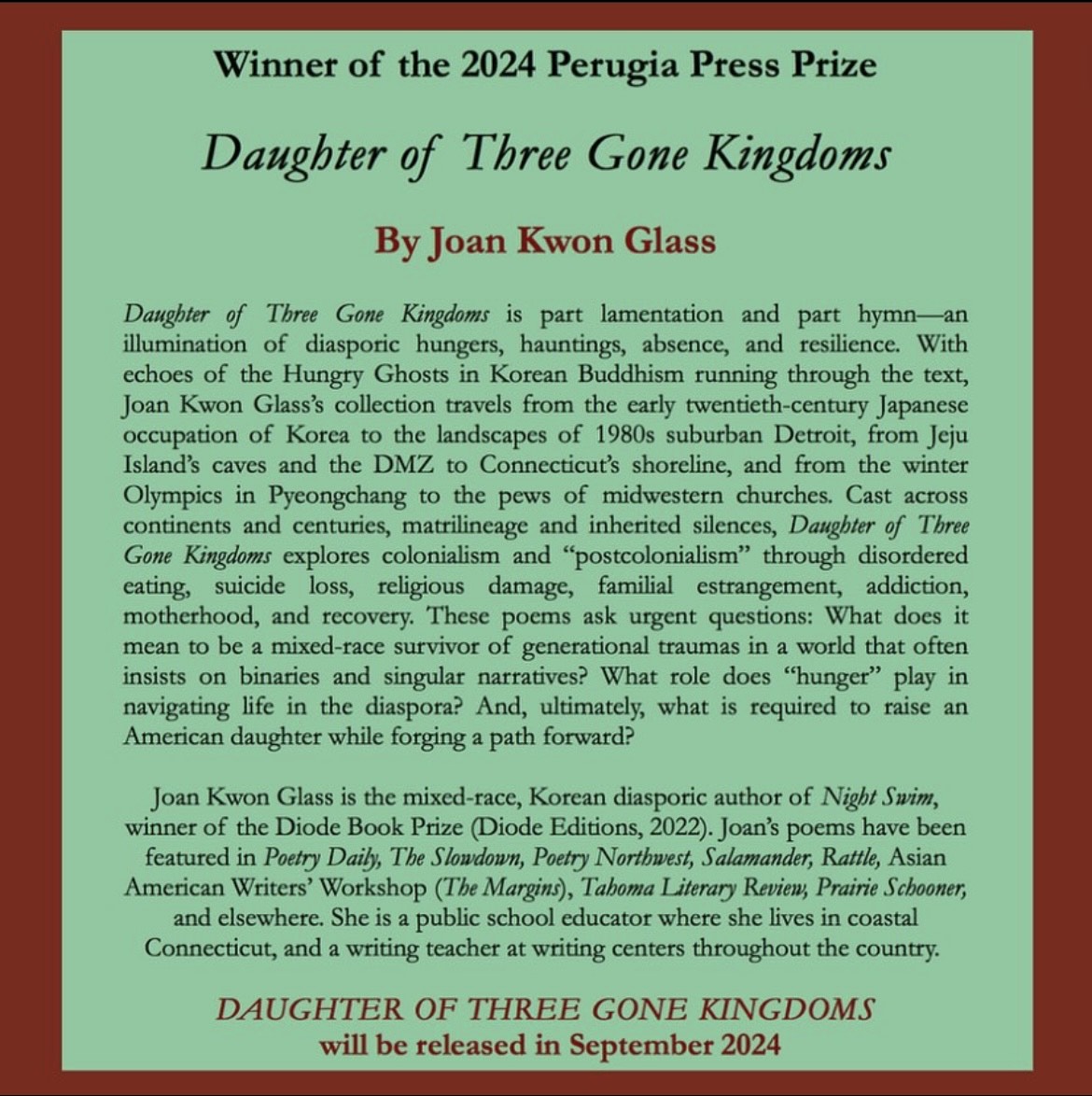 Joan Kwon Glass, Poet